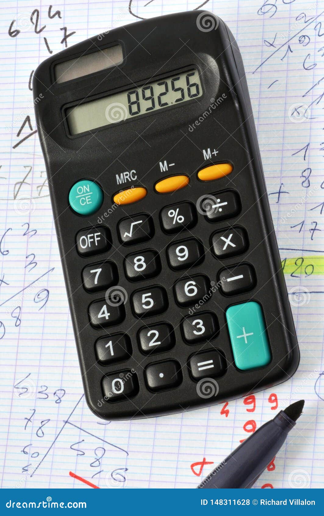 A Pen And A Calculator Placed On A Sheet Of Paper Showing A Balance ...
