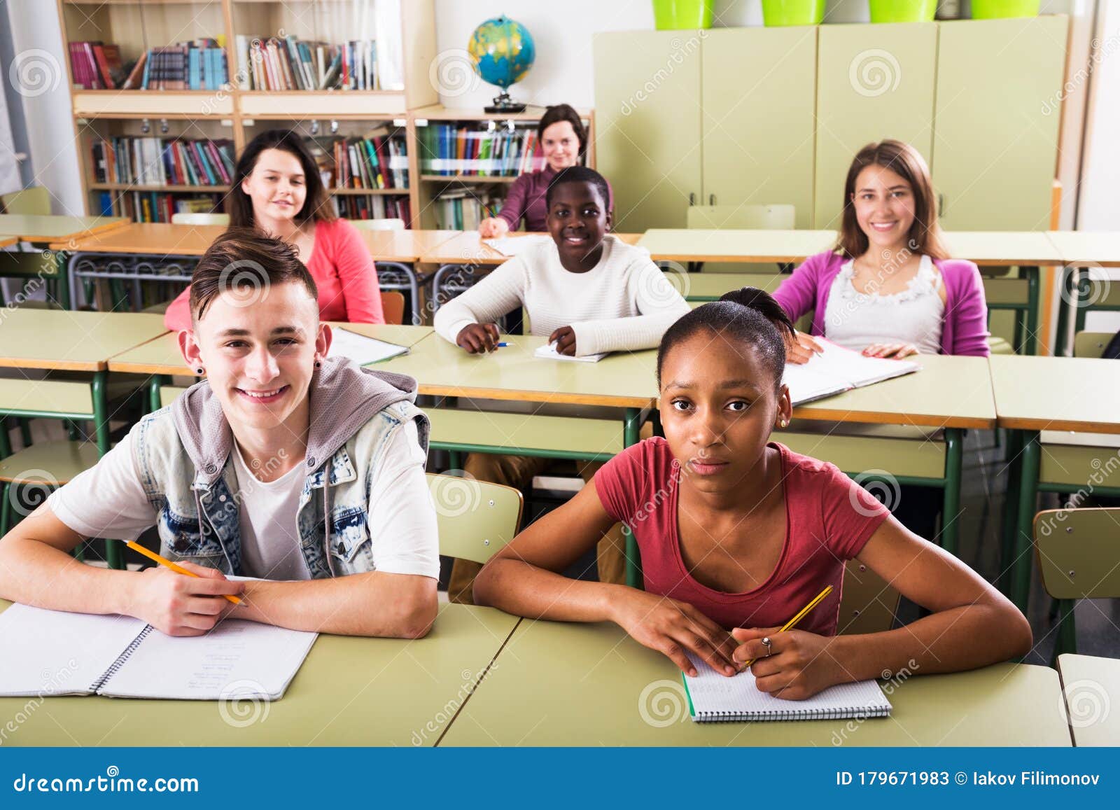 School Pupils Taking a Lesson Stock Image - Image of caucasian ...
