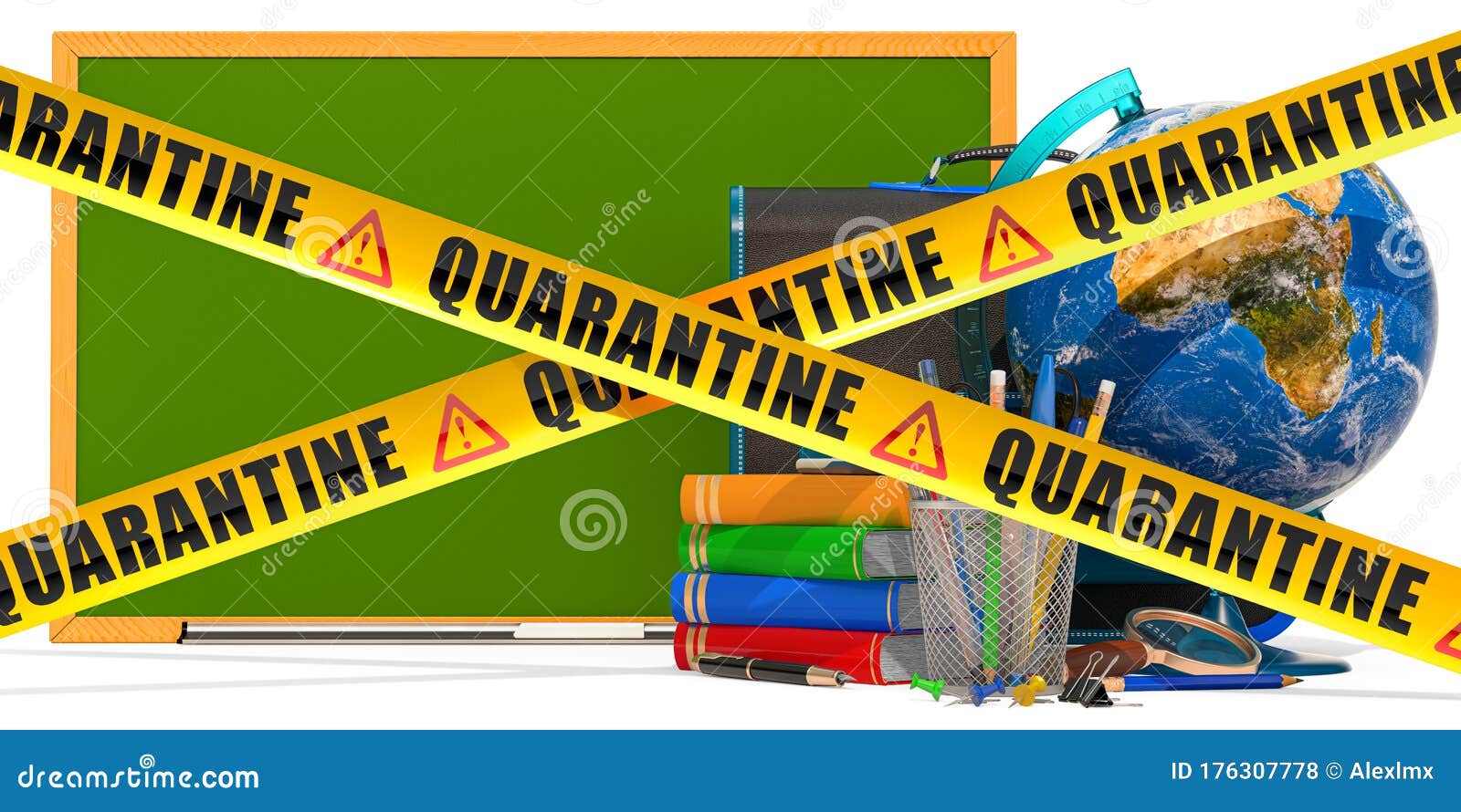 School Quarantine, Distance Education Concept. 3D Rendering Stock ...