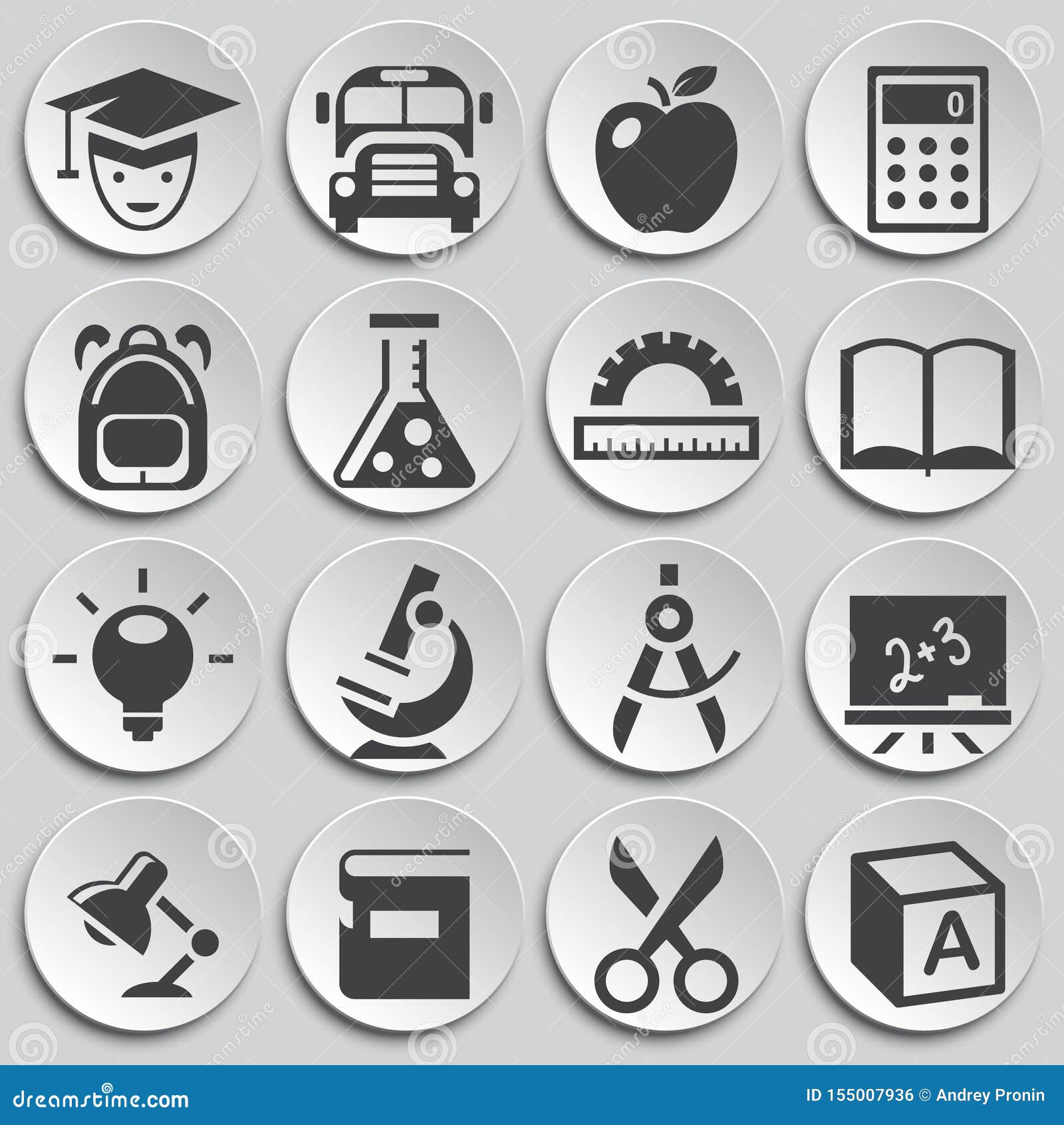 School Related Icons Set on Background for Graphic and Web Design ...