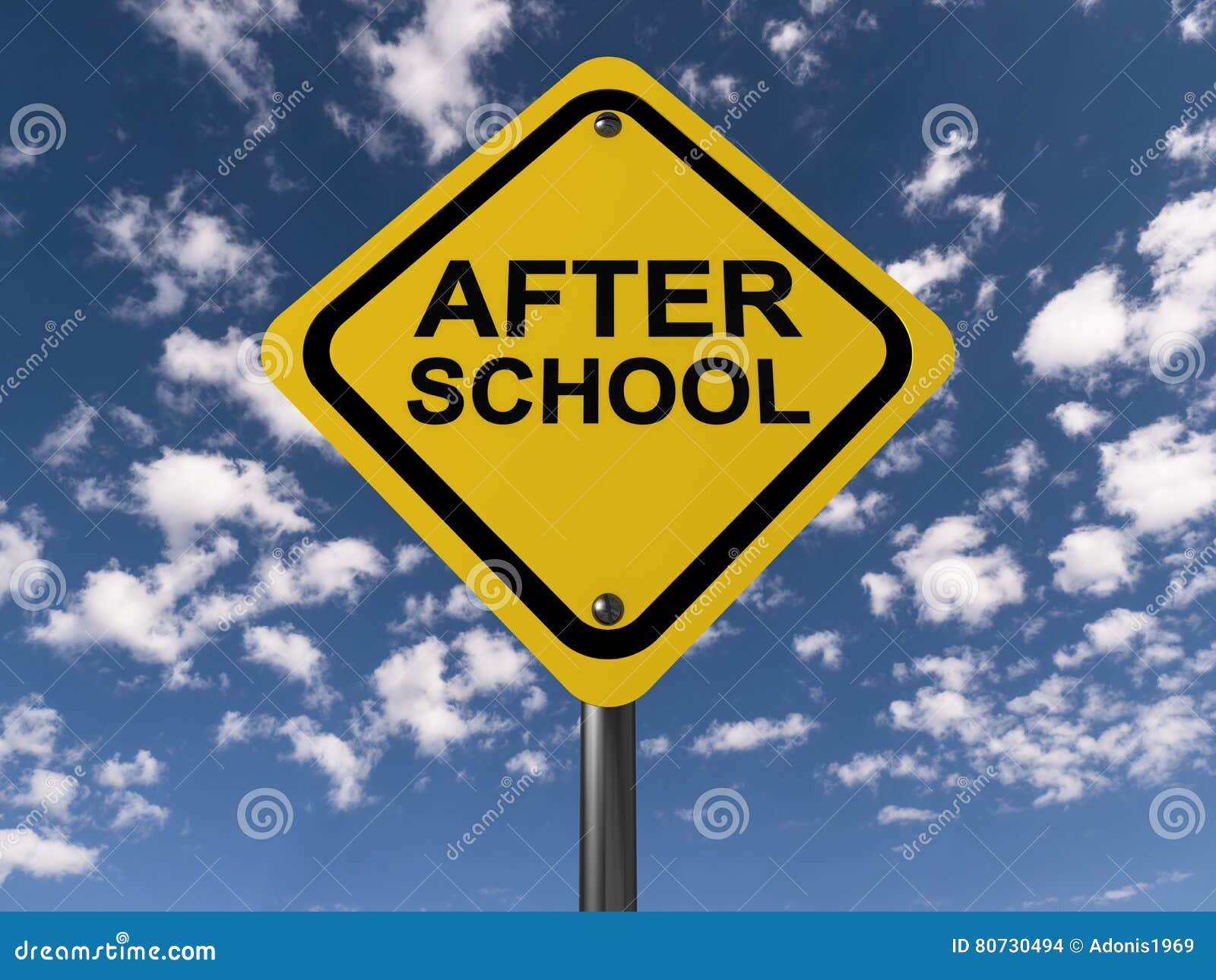 After school road sign stock photo. Image of diamond - 80730494
