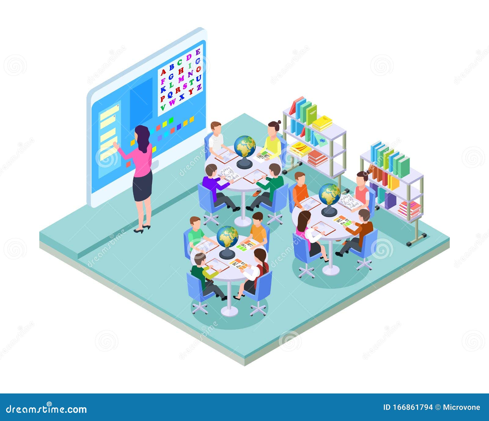 School Room. Elementary School Class Location. Isometric Classroom ...