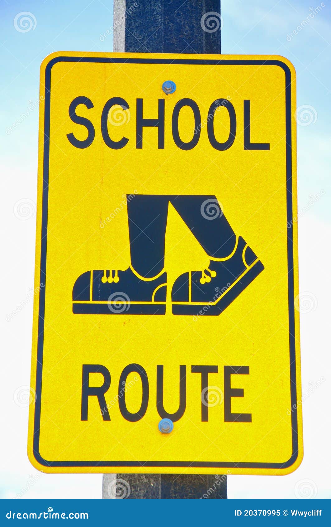 School Route sign stock image. Image of stop, yellow - 20370995