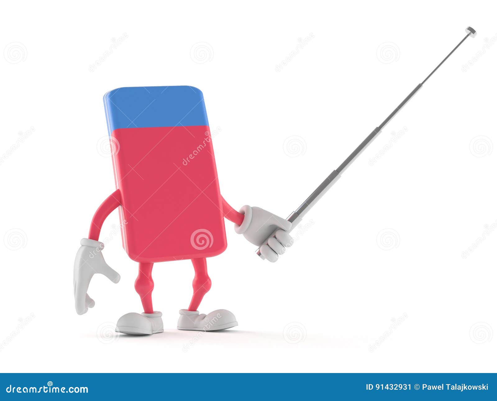 School Rubber Character with Pointer Stick Stock Illustration ...