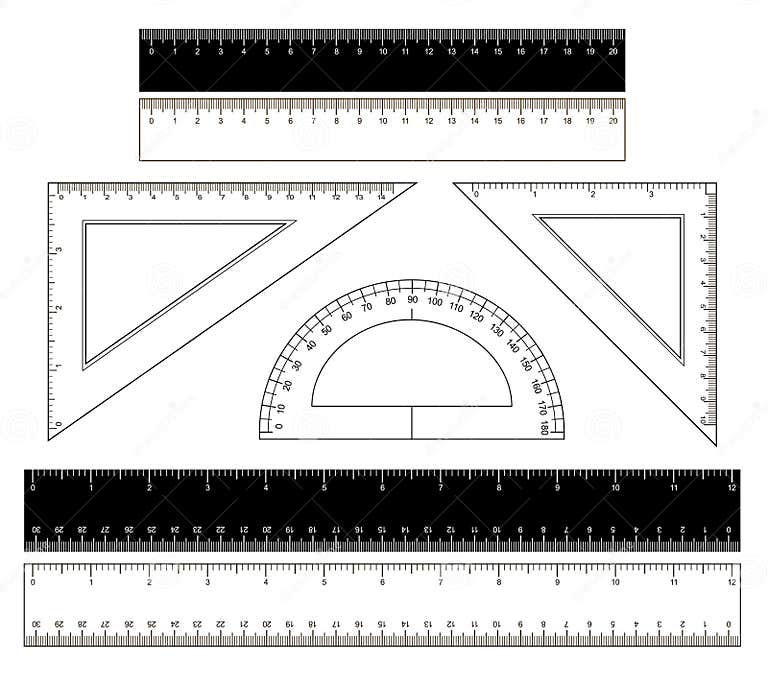 School Rulers on a White Background Stock Vector - Illustration of ...