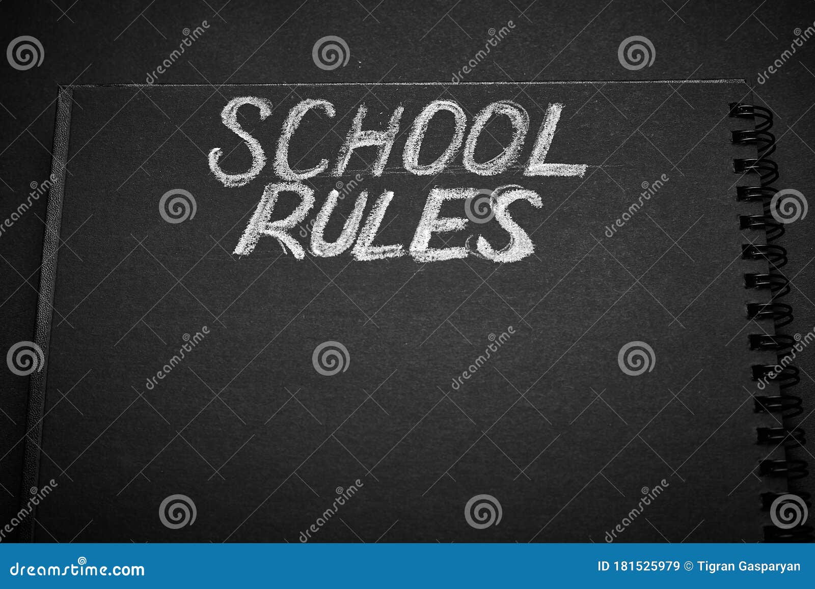 School Rules Word Written on a Notepad with Blank Space. Blank Black ...