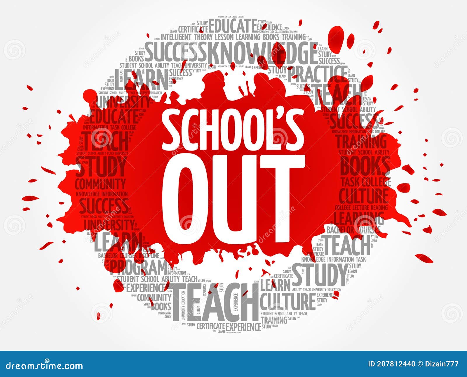 School`s Out word cloud stock illustration. Illustration of learning ...