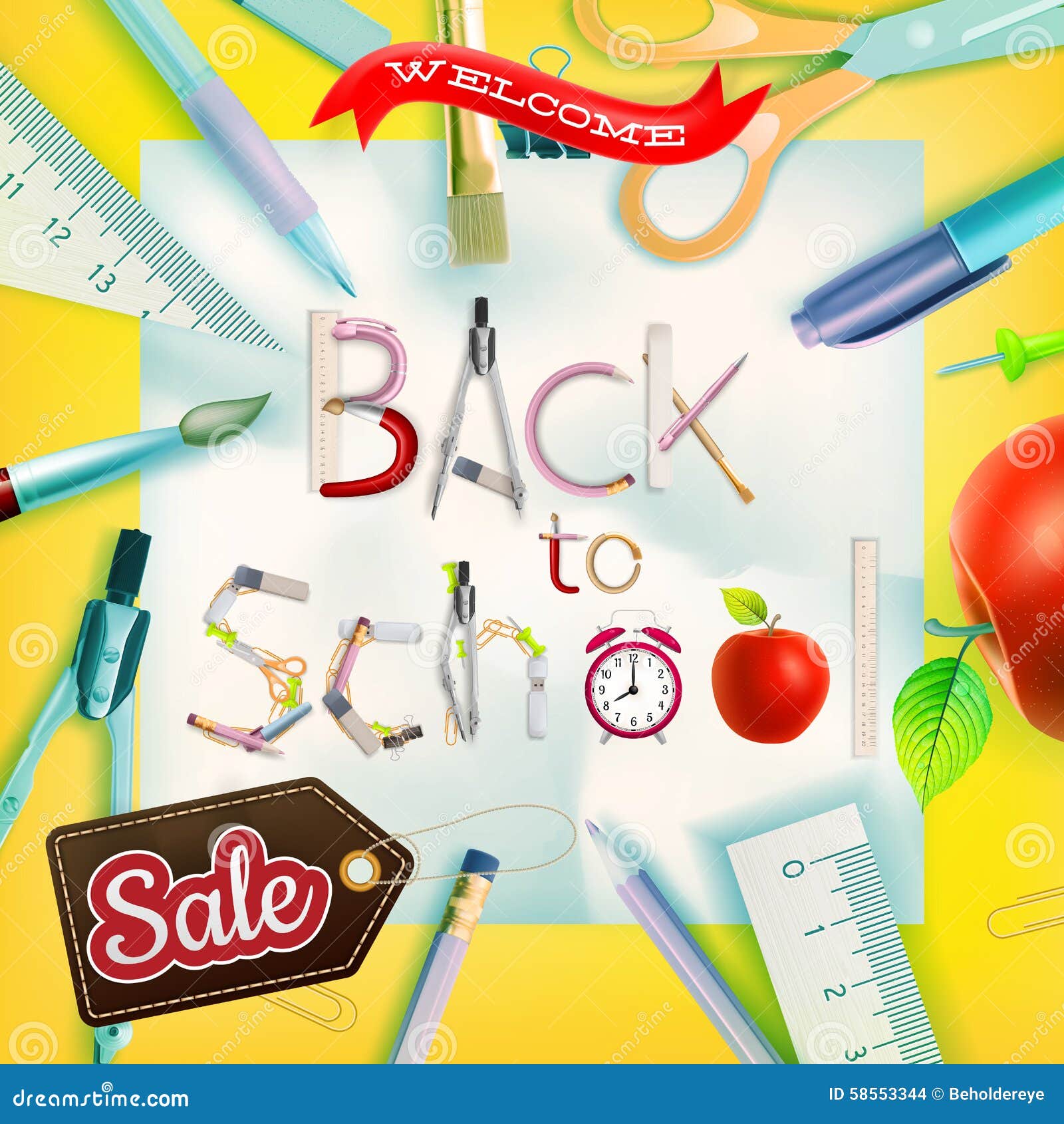 School Sale Label Card. EPS 10 Stock Vector - Illustration of ...