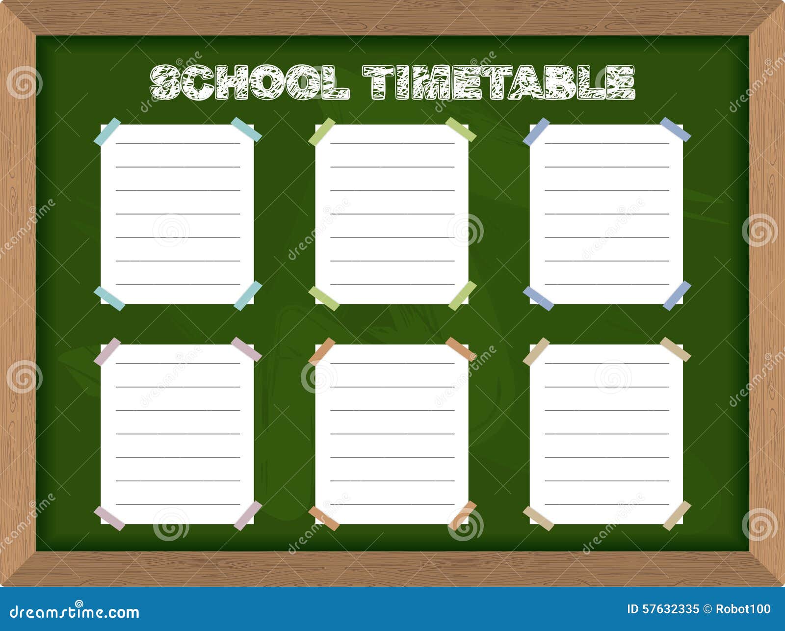 School Schedule. School Timetable Stickers on Blackboard Stock Vector ...