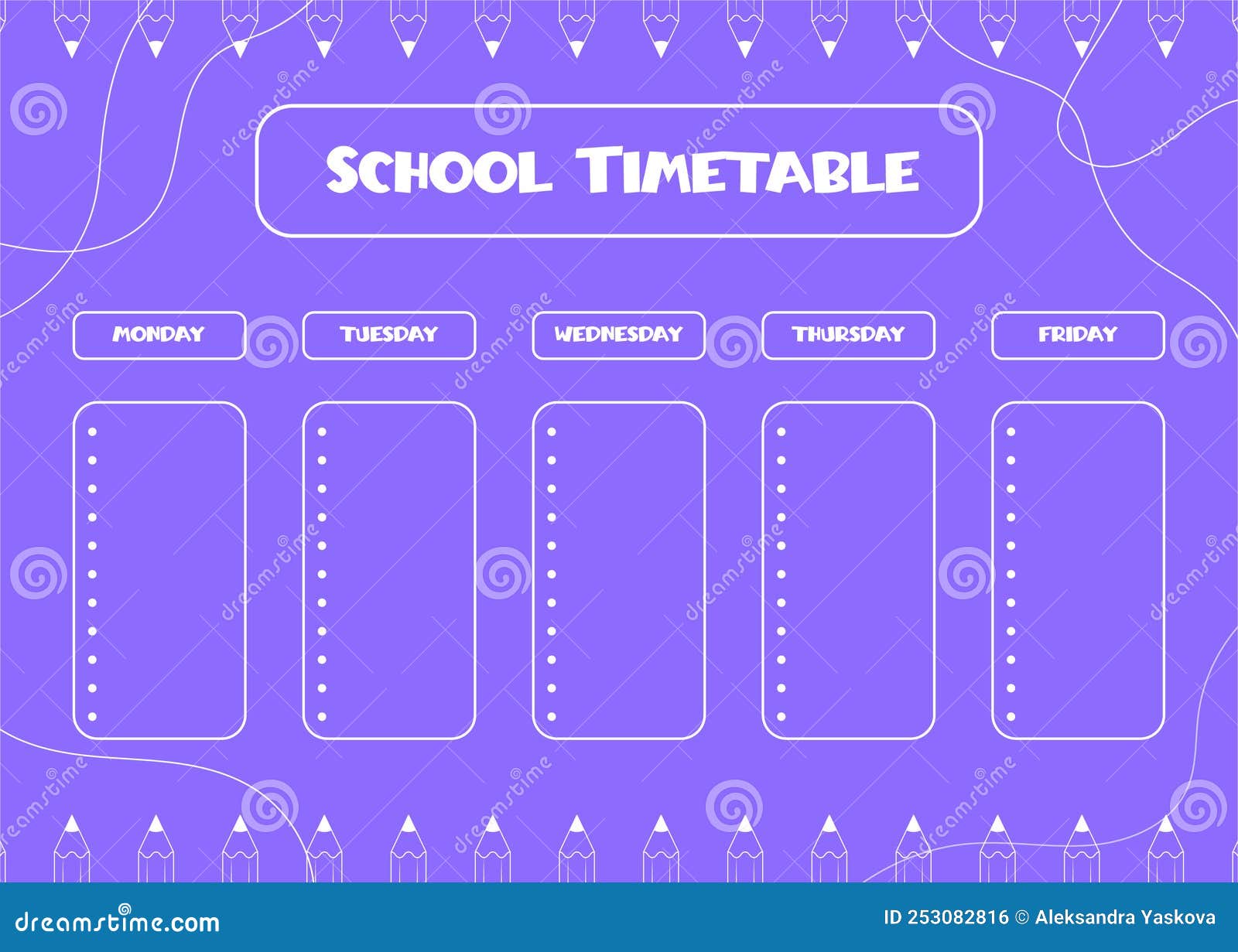 Kids Weekly Planner With Cute Cartoon Animals Characters. Schedule For ...