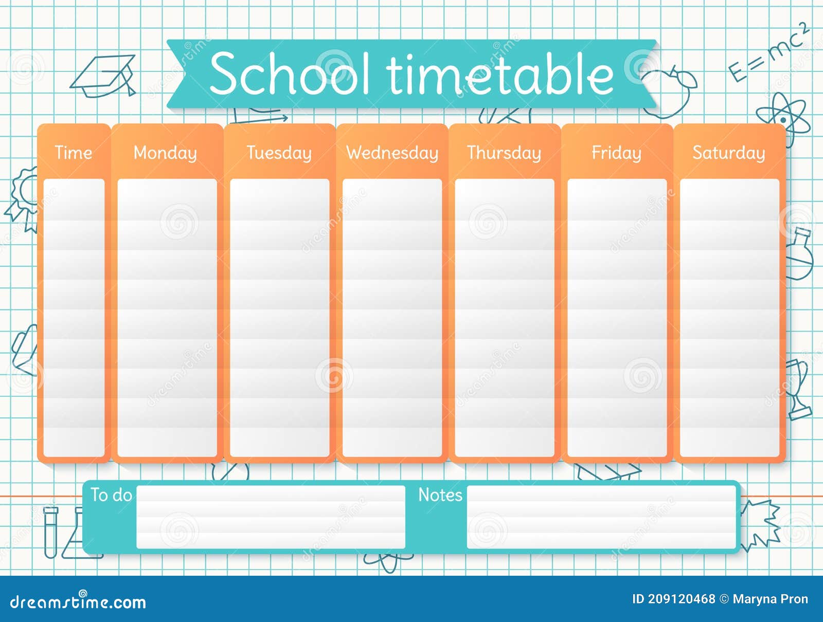 BOY WEEKLY TIME TABLE Cartoon Vector | CartoonDealer.com #101011377