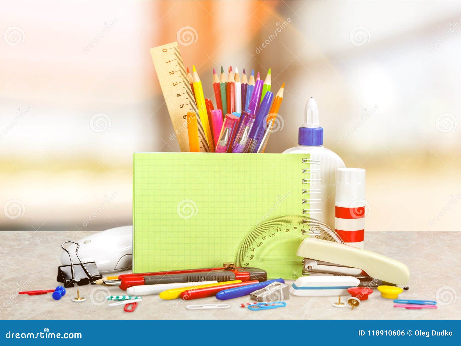 School stock photo. Image of colorful, gear, clip, desk - 118910606