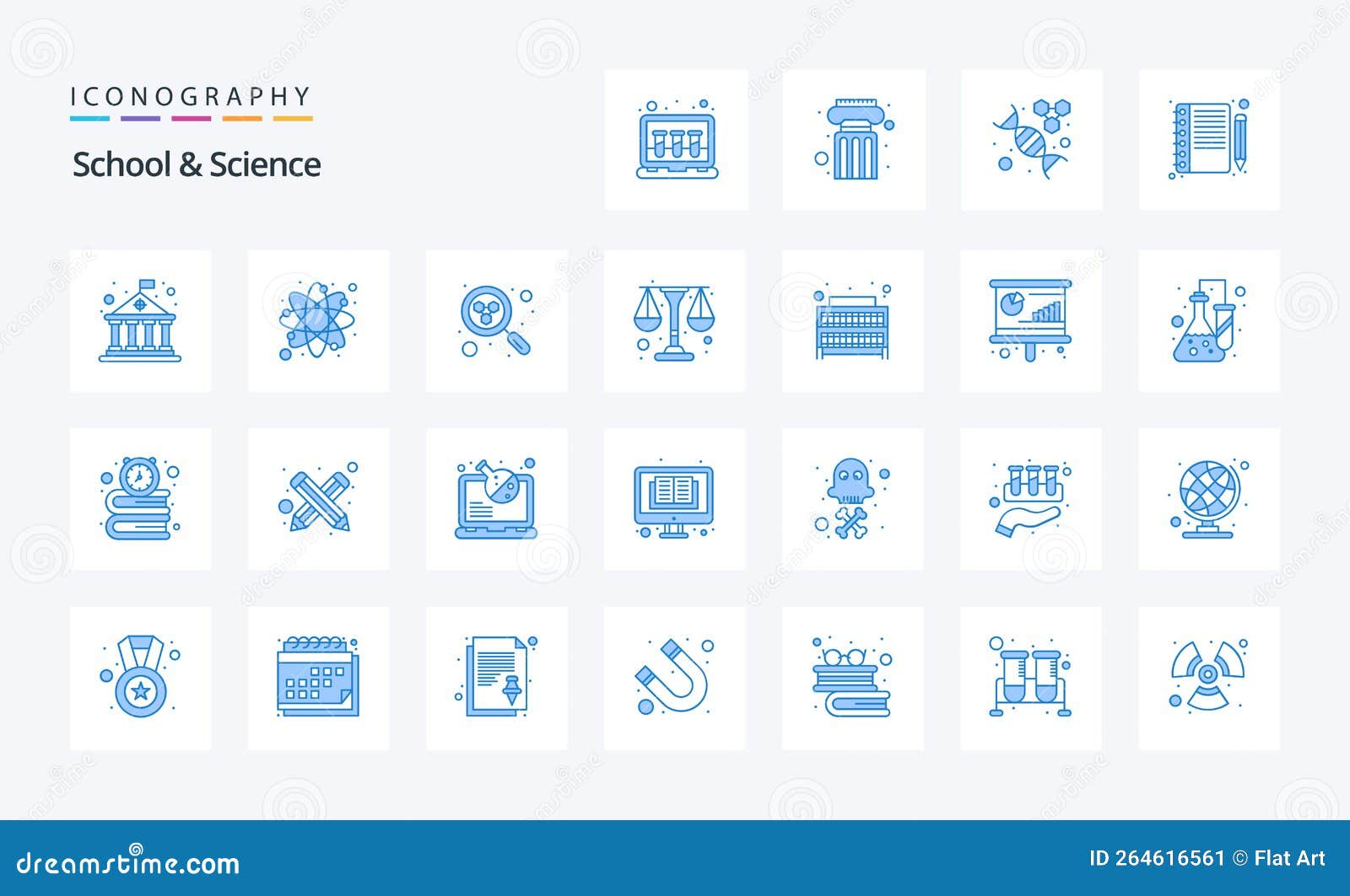 25 School and Science Blue Icon Pack Stock Vector - Illustration of ...