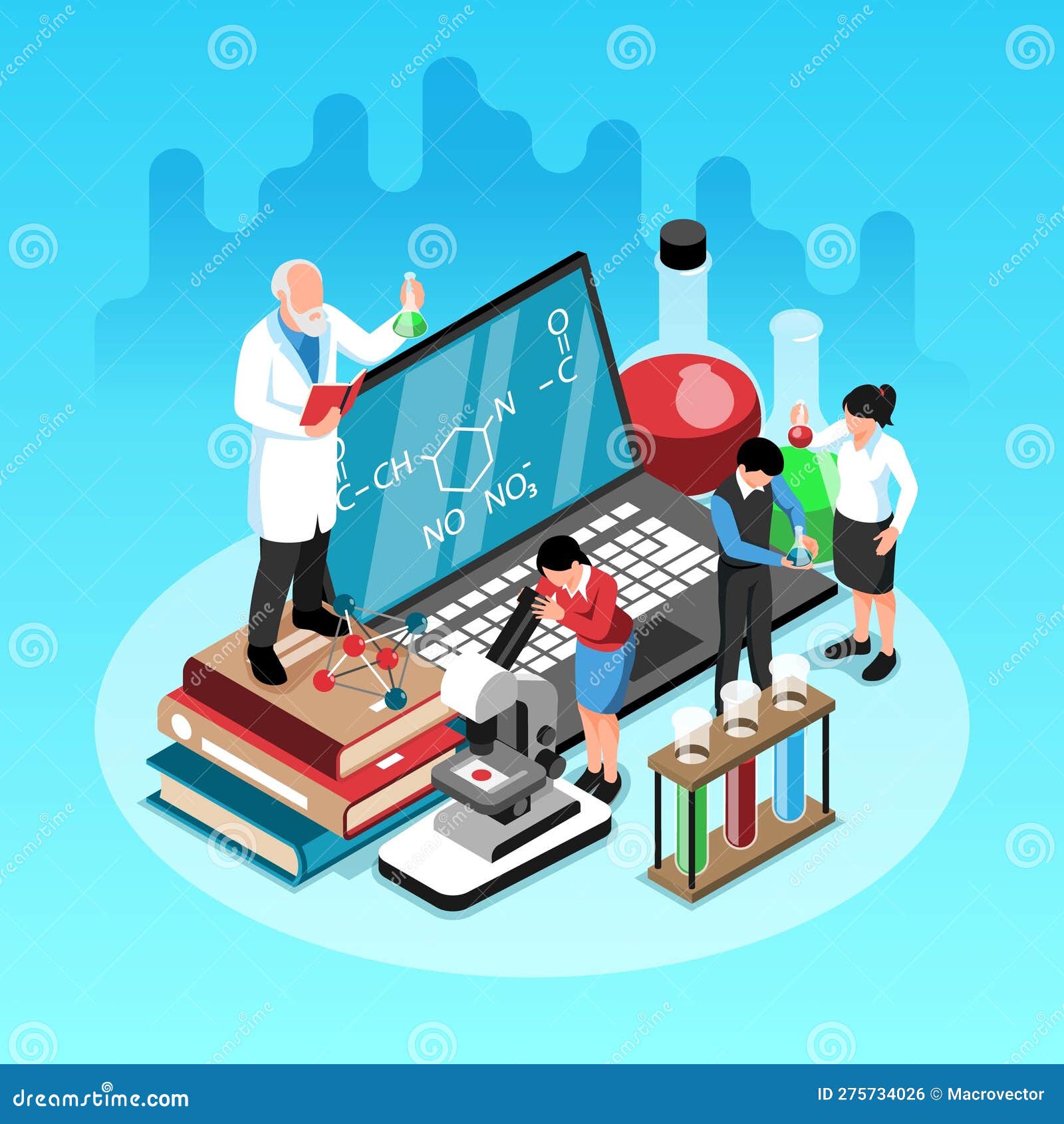 School Science Lab Isometric Illustration Stock Vector - Illustration ...