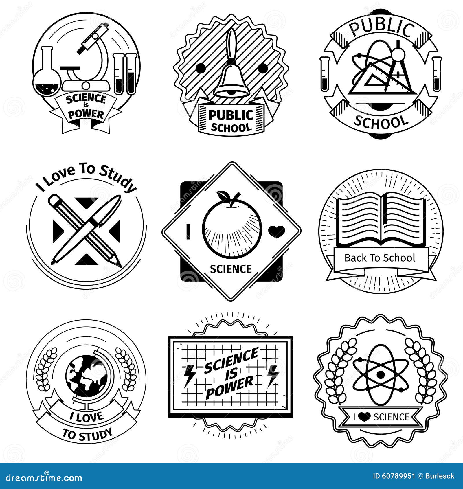 Science Badges Set Cartoon Vector | CartoonDealer.com #113502513