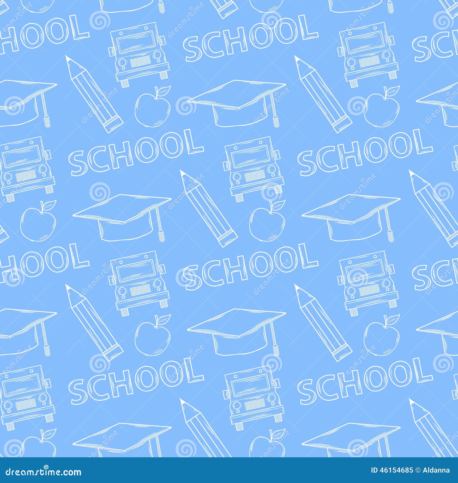 School Seamless Pattern on a Blue Background Stock Vector ...