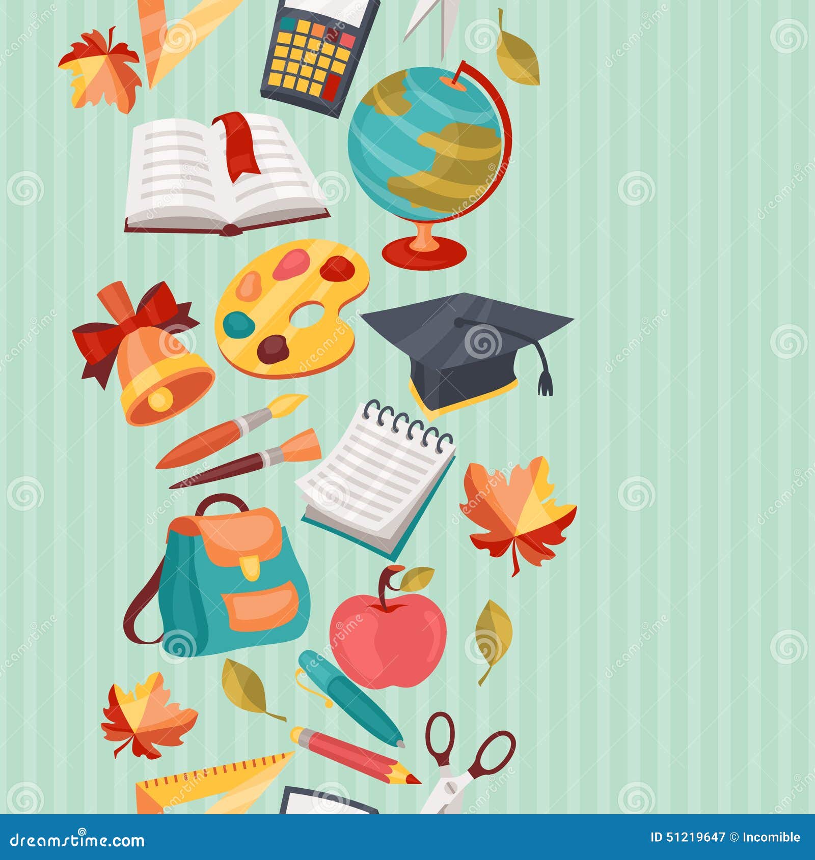School Seamless Pattern with Education Icons and Stock Vector ...