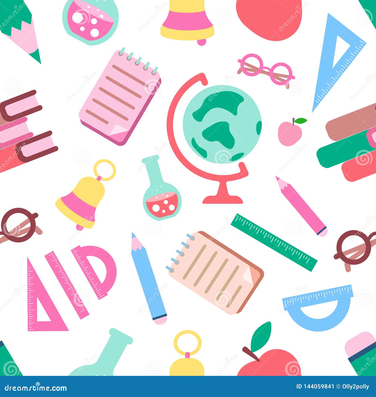 School Seamless Pattern. Education Theme Background in Modern Flat ...