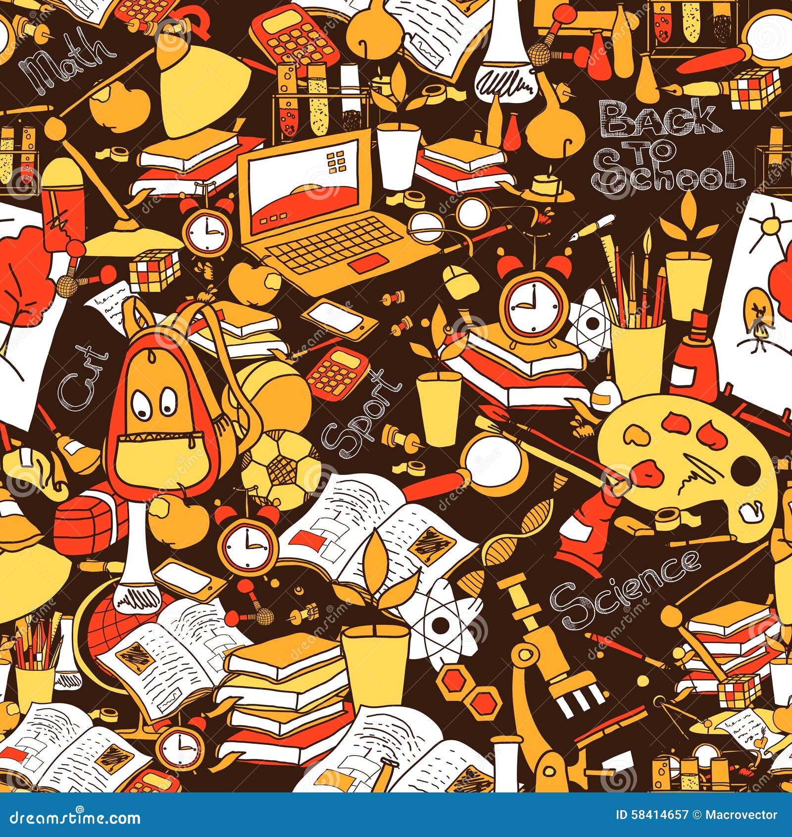 School Seamless Pattern stock vector. Illustration of globe - 58414657