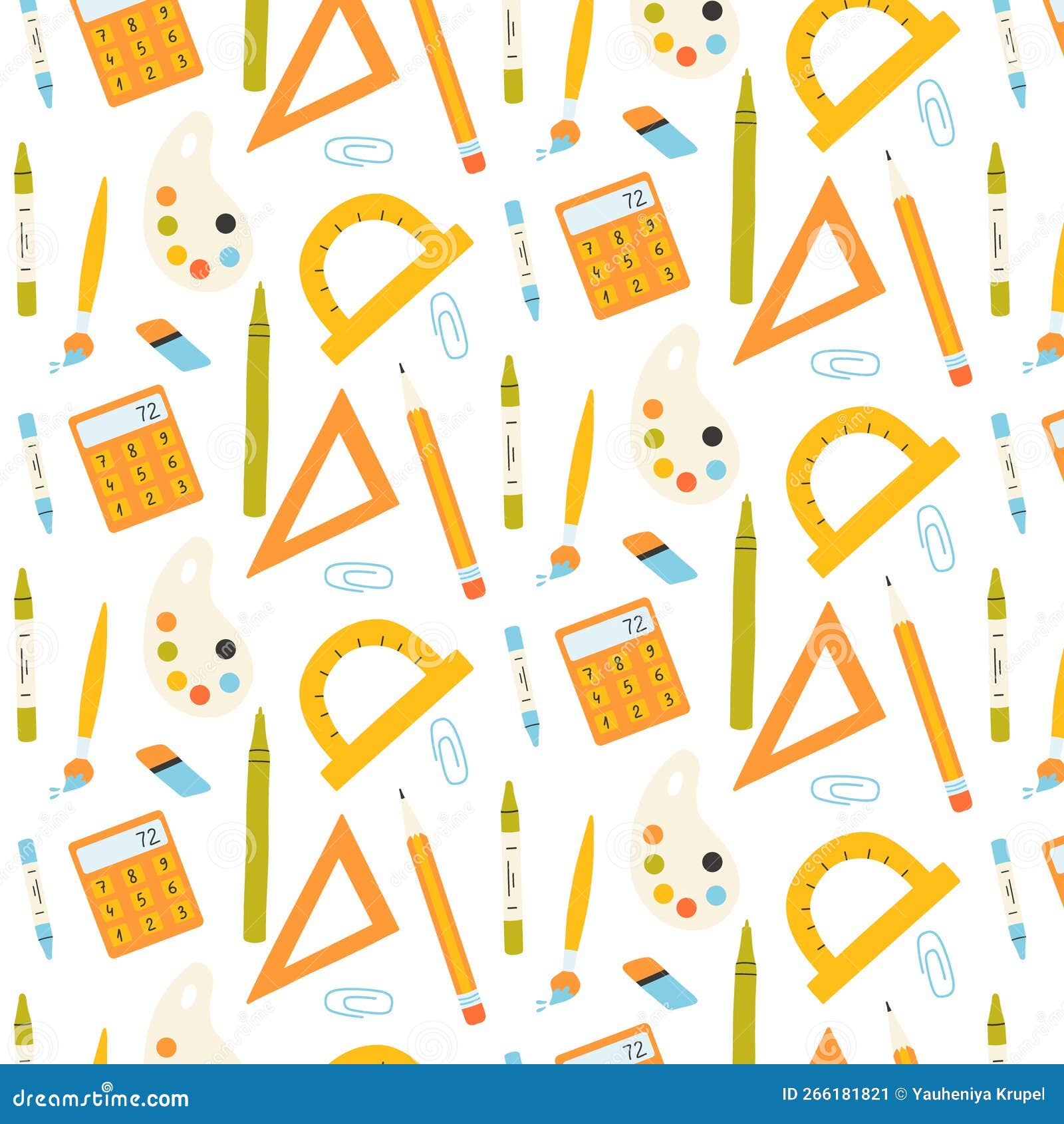 School Seamless Pattern. Pattern with School Items. Vector Illustration ...