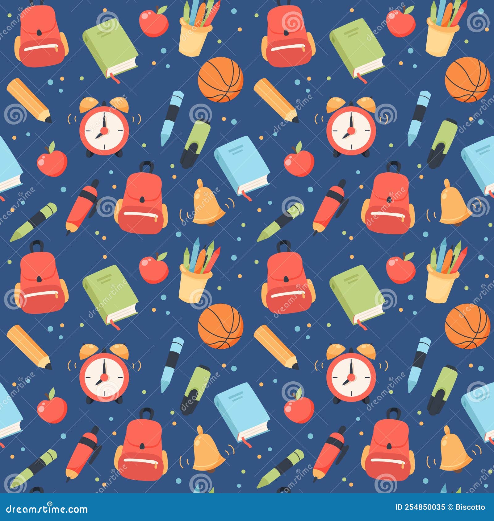 School Seamless Pattern. Supplies and Equipment for Learning. Cute ...