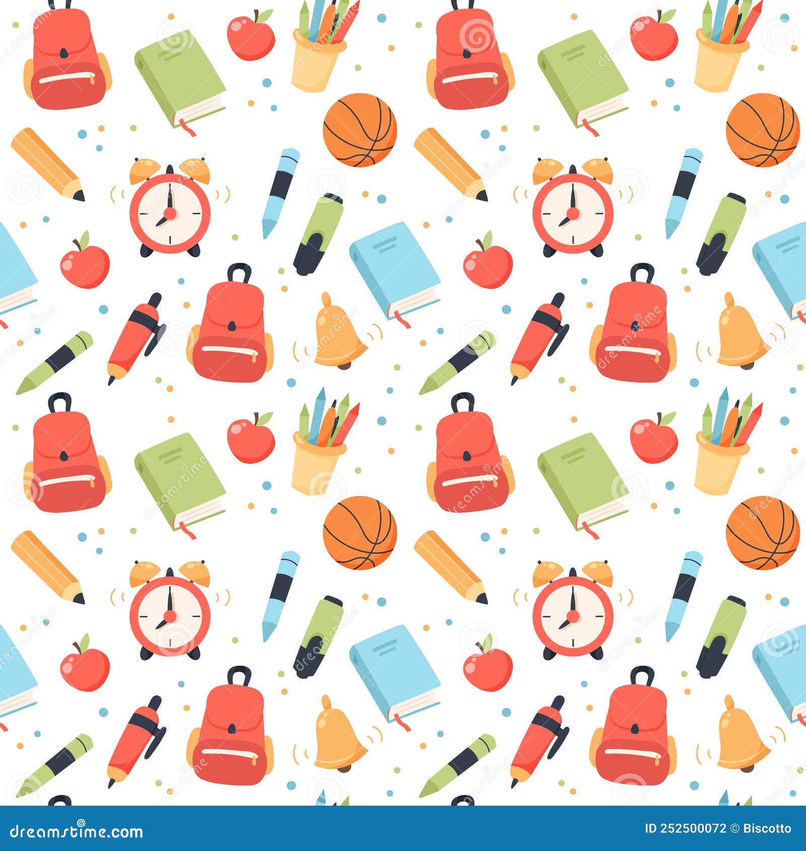 School Seamless Pattern. Supplies and Equipment for Learning. Cute ...
