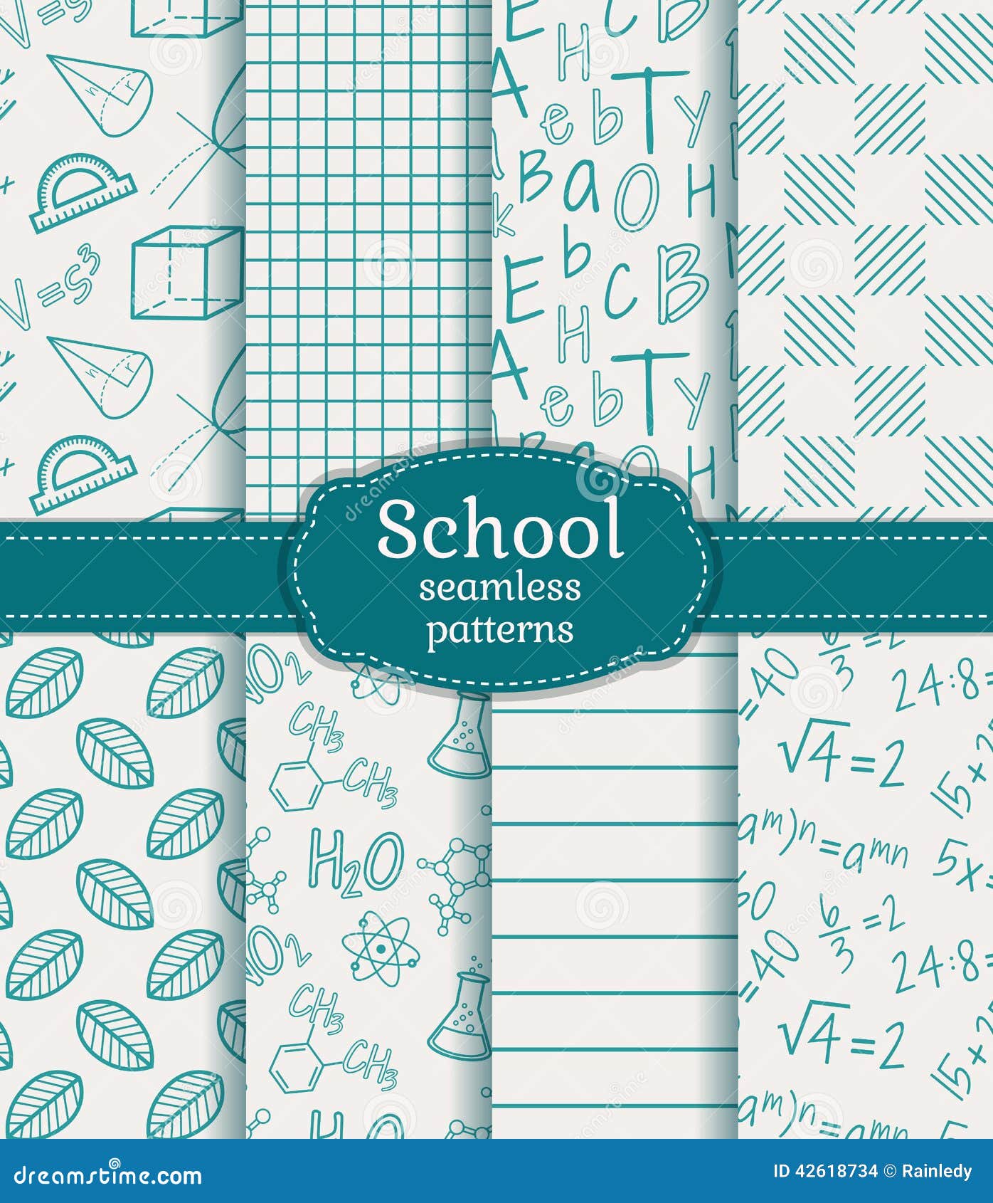 School Seamless Patterns. Vector Set. Stock Vector - Illustration of ...