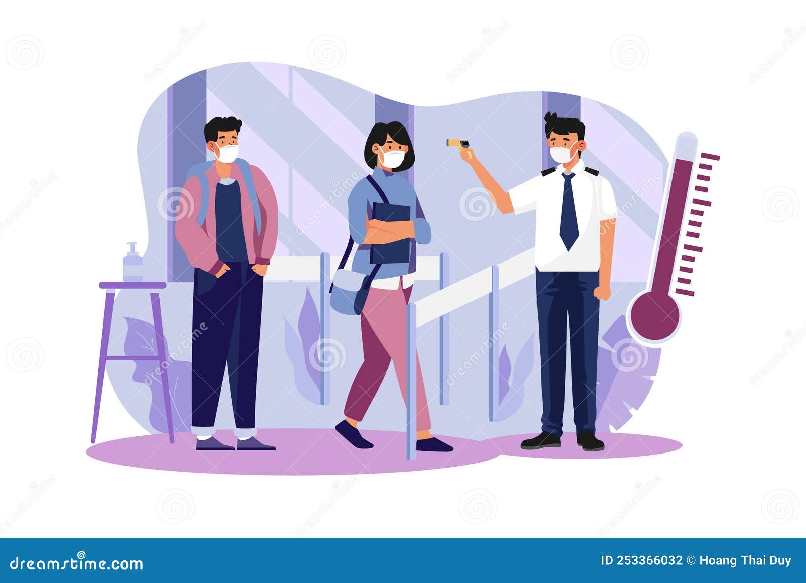 School Security Temperature Check Illustration Concept on White ...