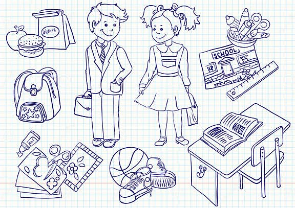 School set stock vector. Illustration of note, drawn - 15512862