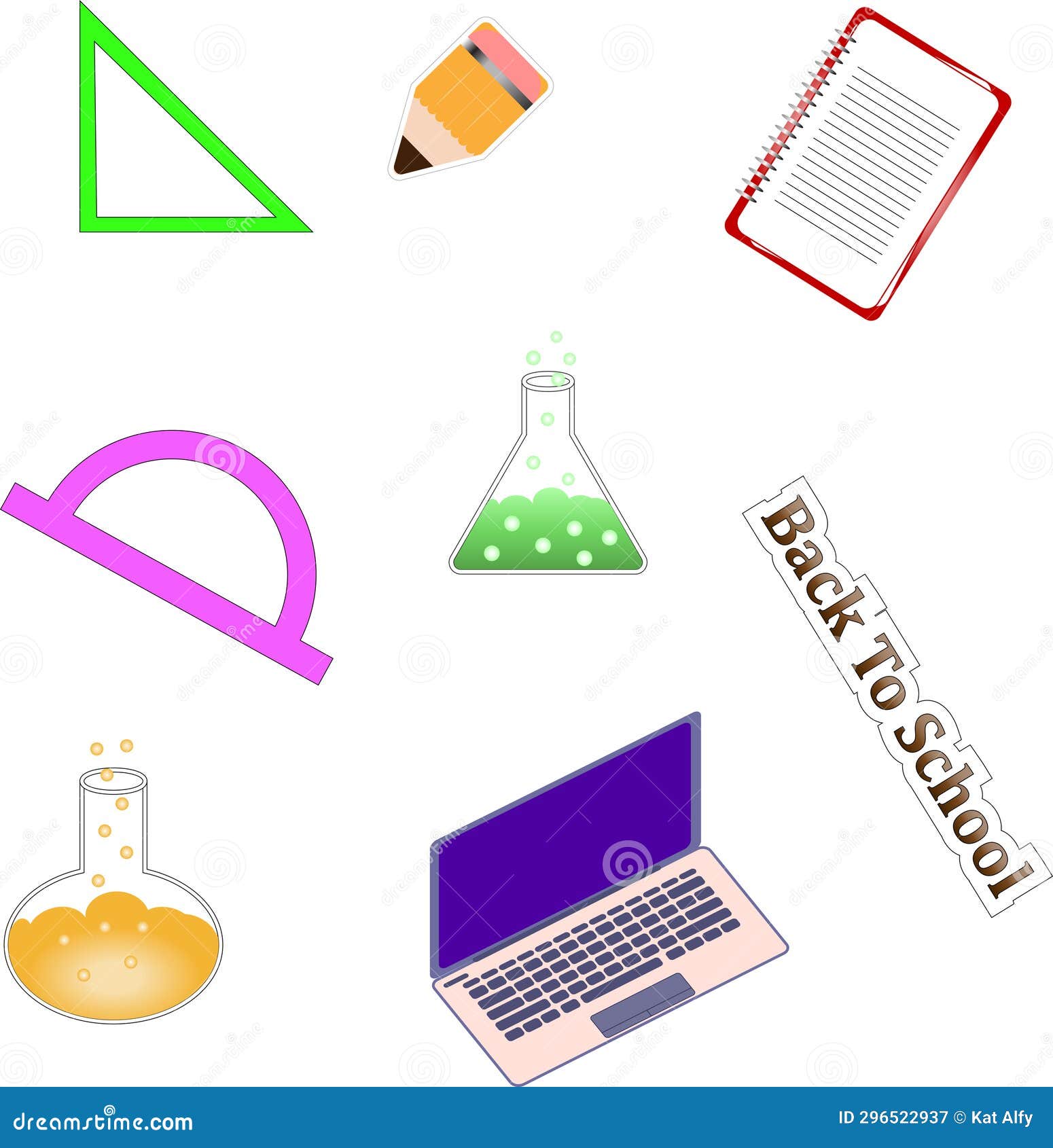 Cute Cartoon School Stickers Set Stock Vector - Illustration of group ...