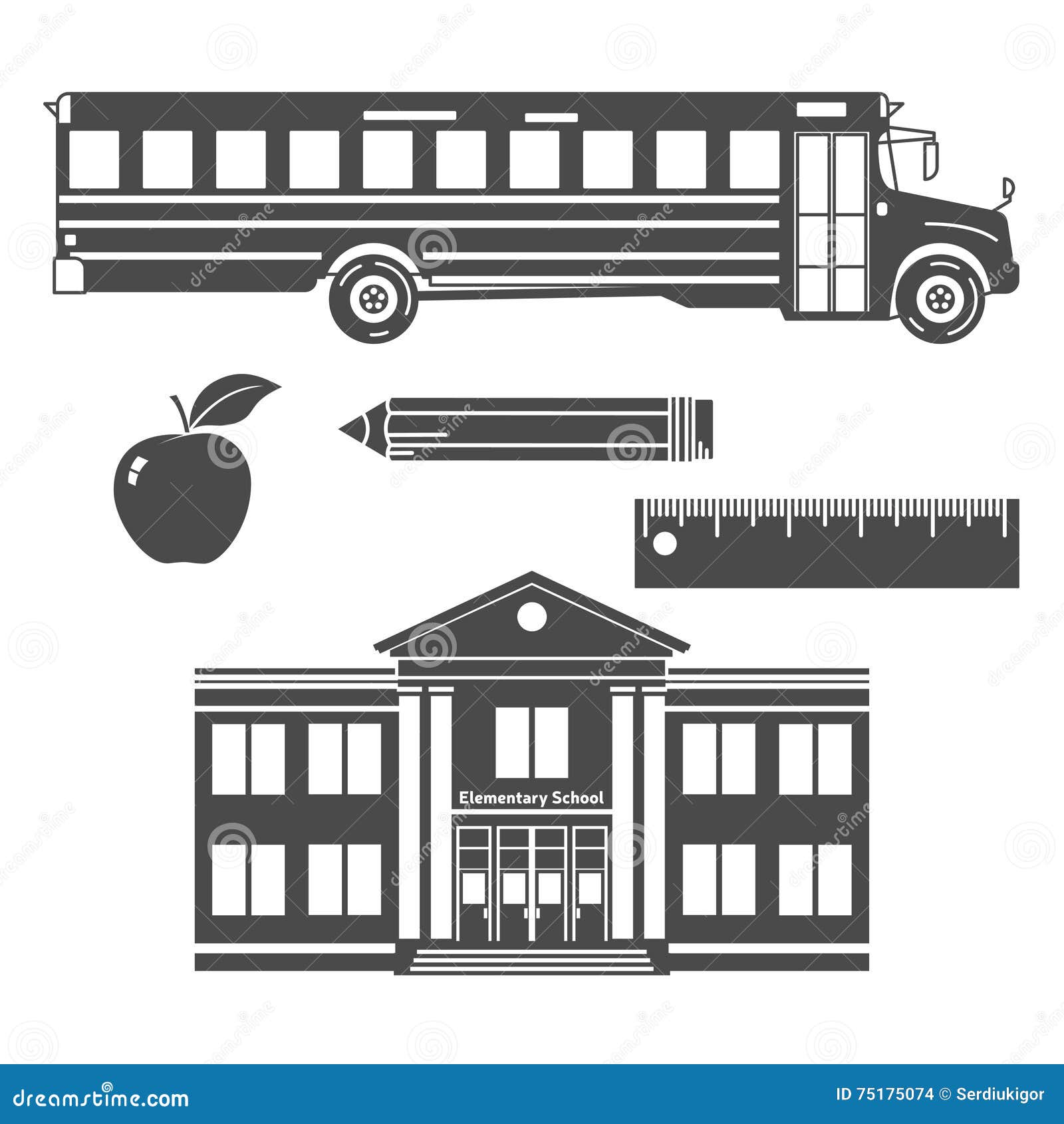 School set icon. stock vector. Illustration of doodle - 75175074