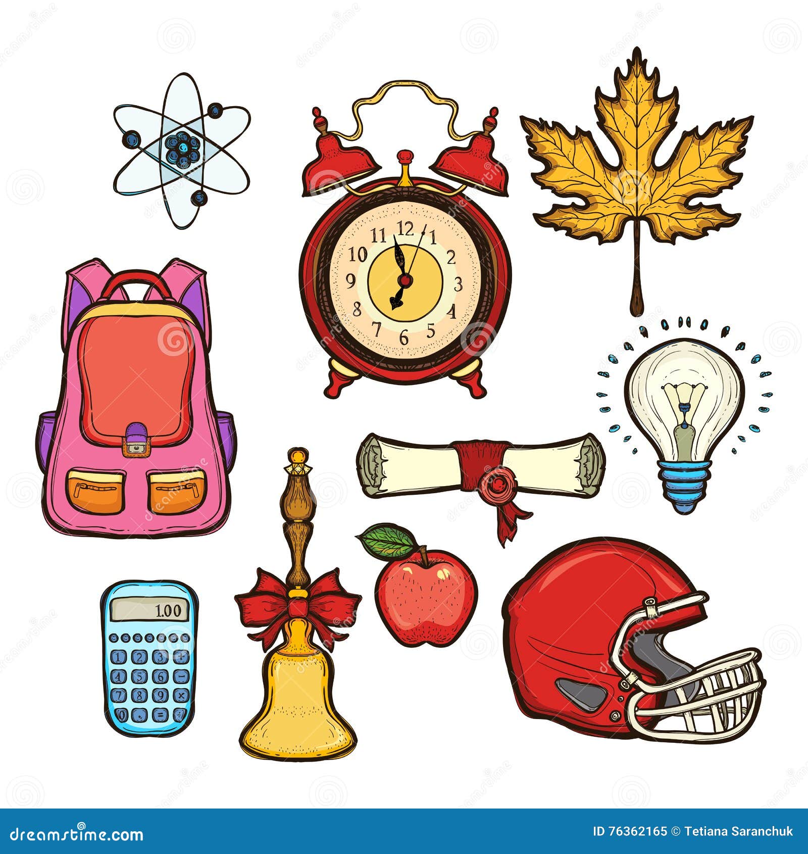 School Set Isolated on White Background. Stock Vector - Illustration of ...