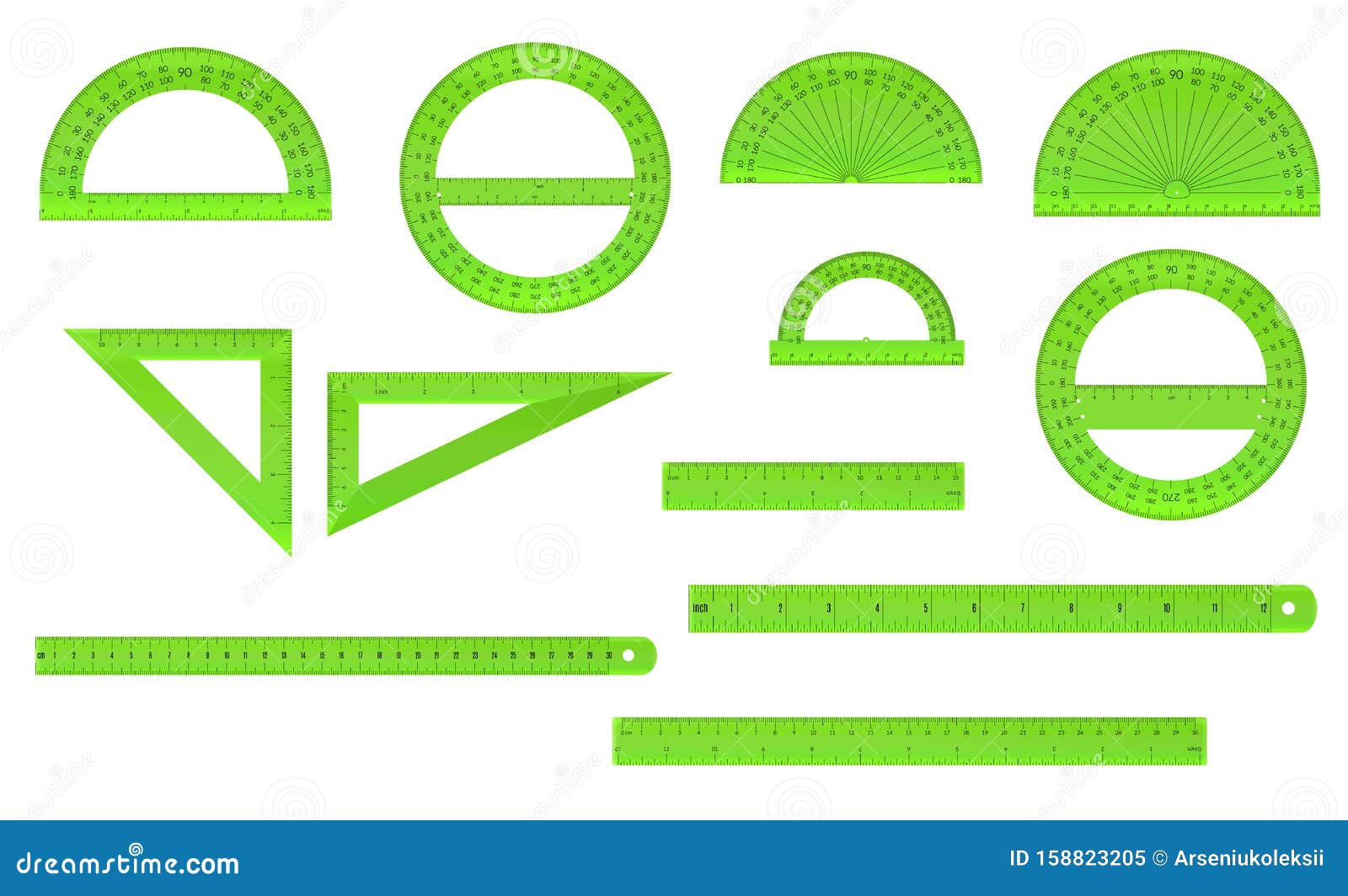 School Set of Plastic Measure Ruler Stock Vector - Illustration of size ...