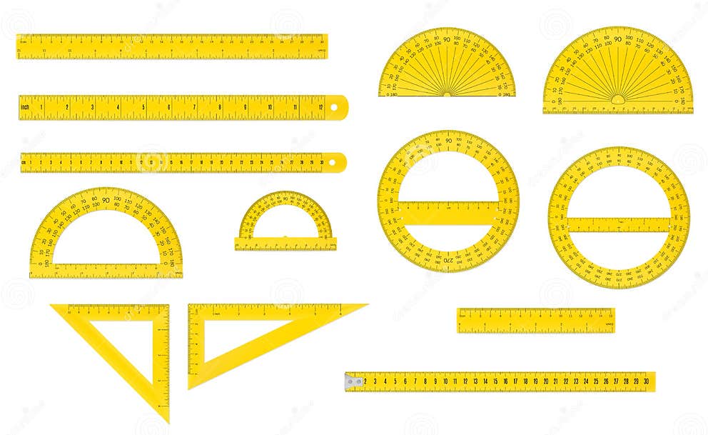 School Set of Plastic Measuring Tools Stock Vector - Illustration of ...