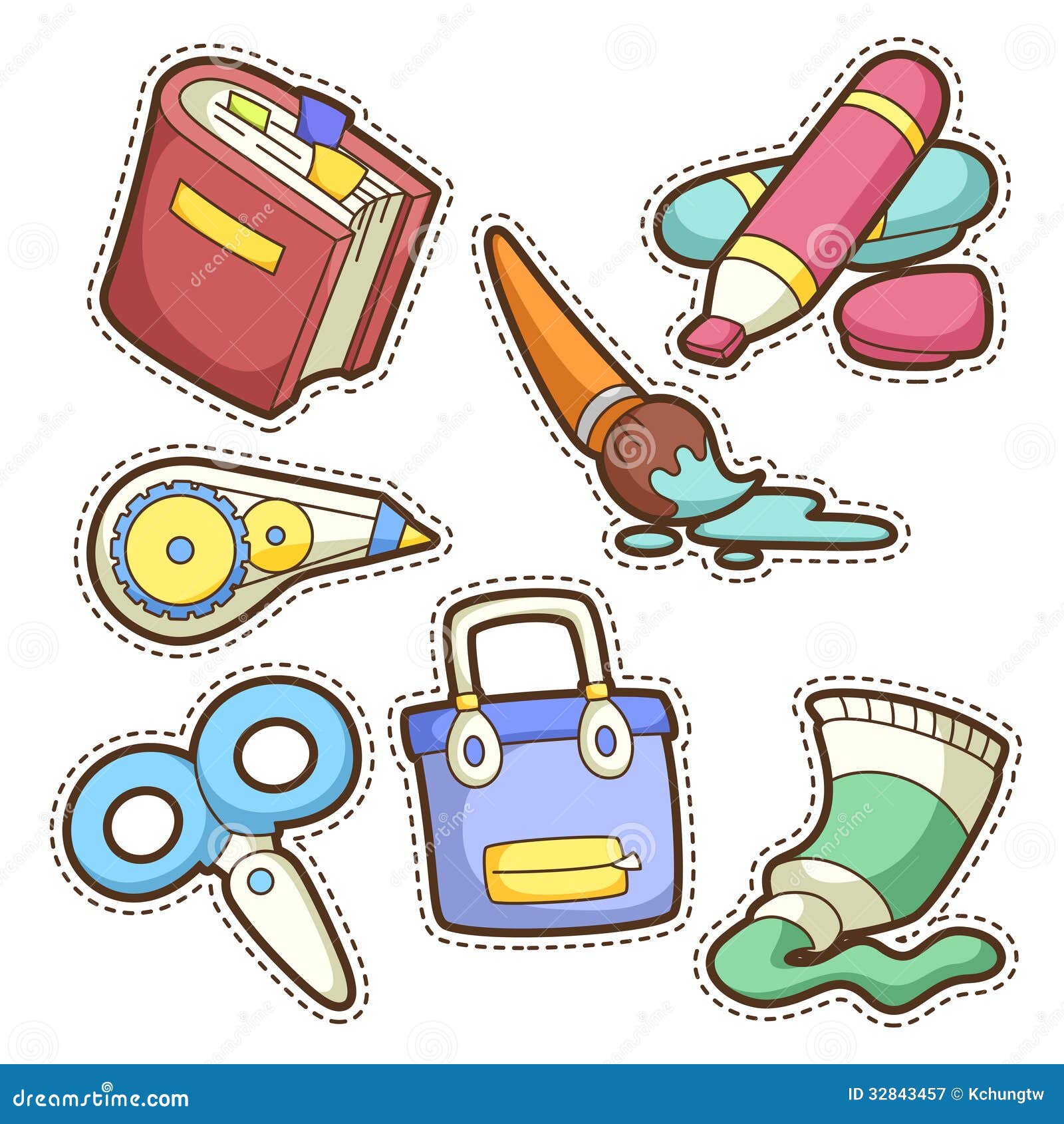 School Set. Set of Different School Items Stock Vector - Illustration ...
