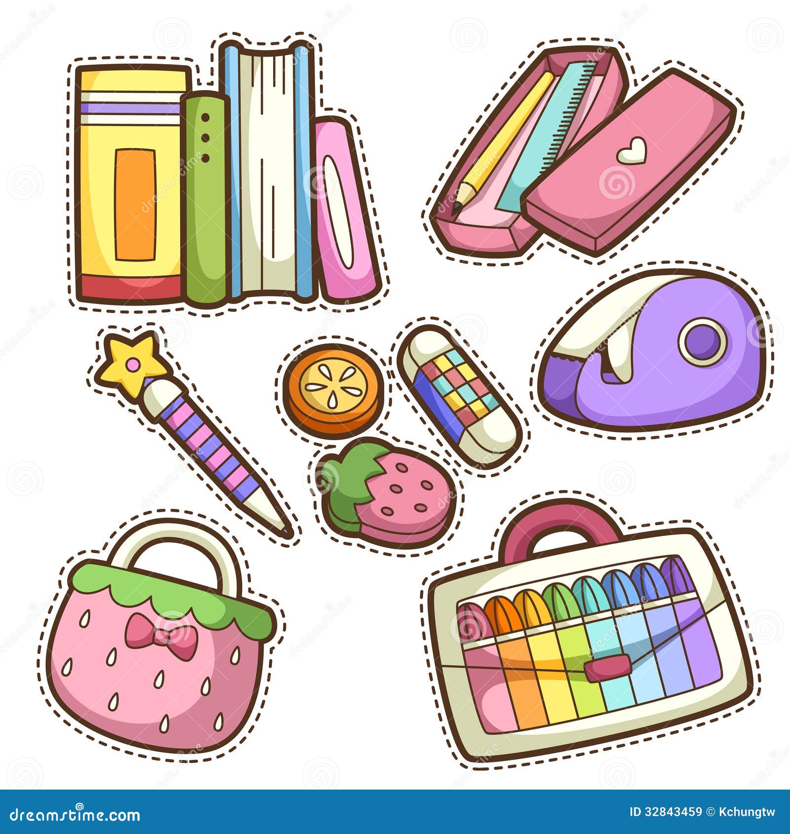 School Set. Set of Different School Items Stock Vector - Illustration ...