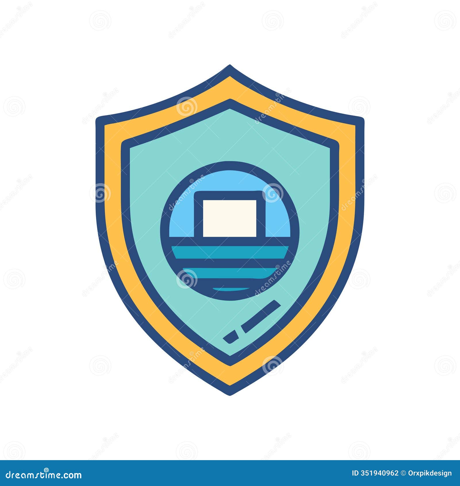 School Shield Icon for Protection Stock Vector - Illustration of line ...