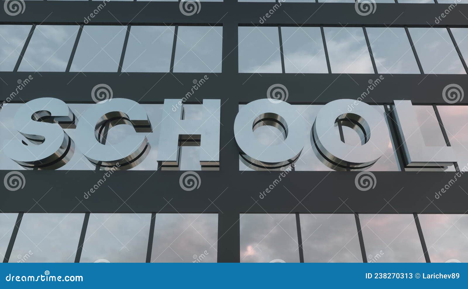 School Sign on a Modern Glass Skyscraper. School Glass Building Stock ...