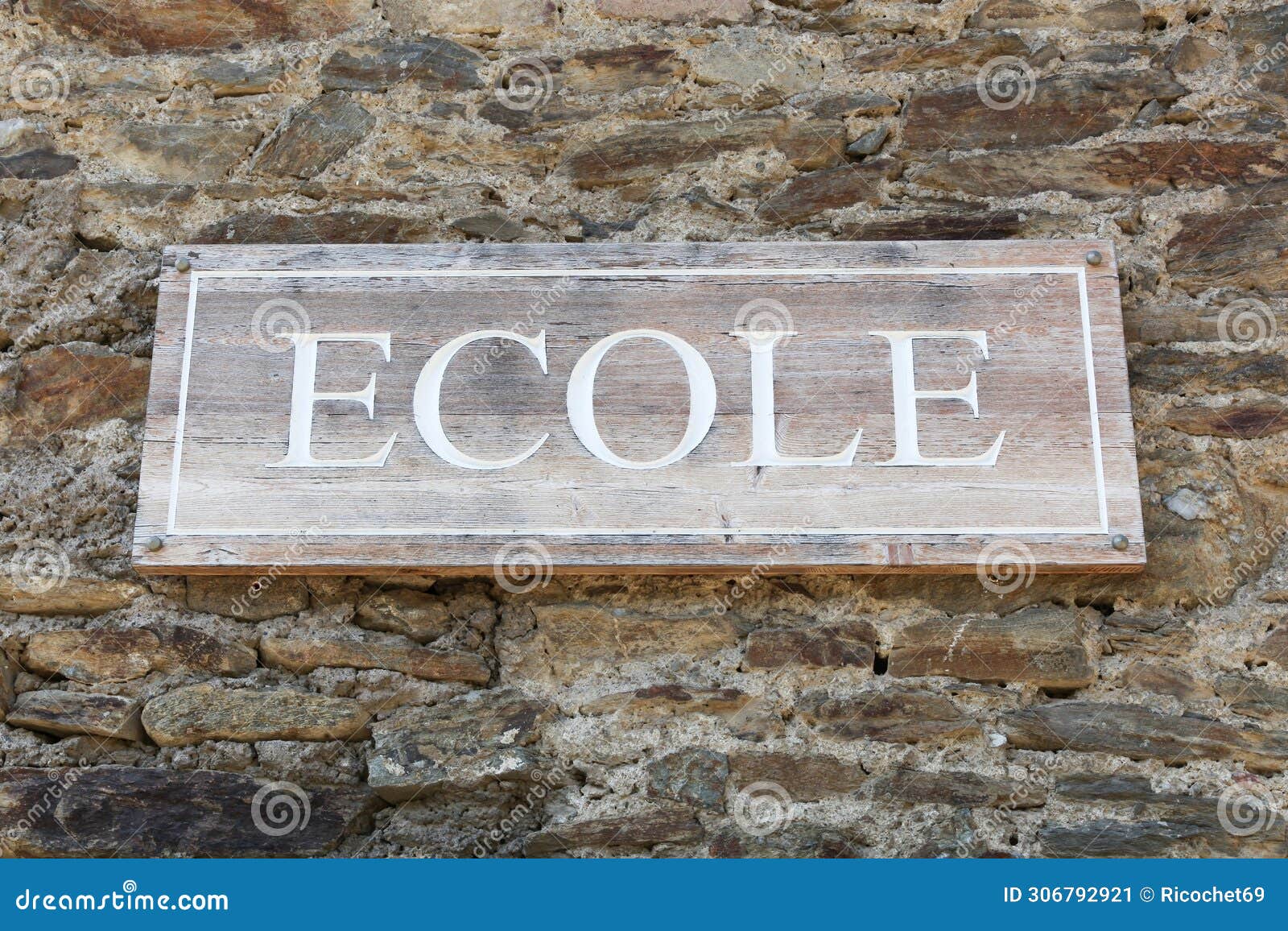 School Signboard on a Wall in French Language Stock Image - Image of ...