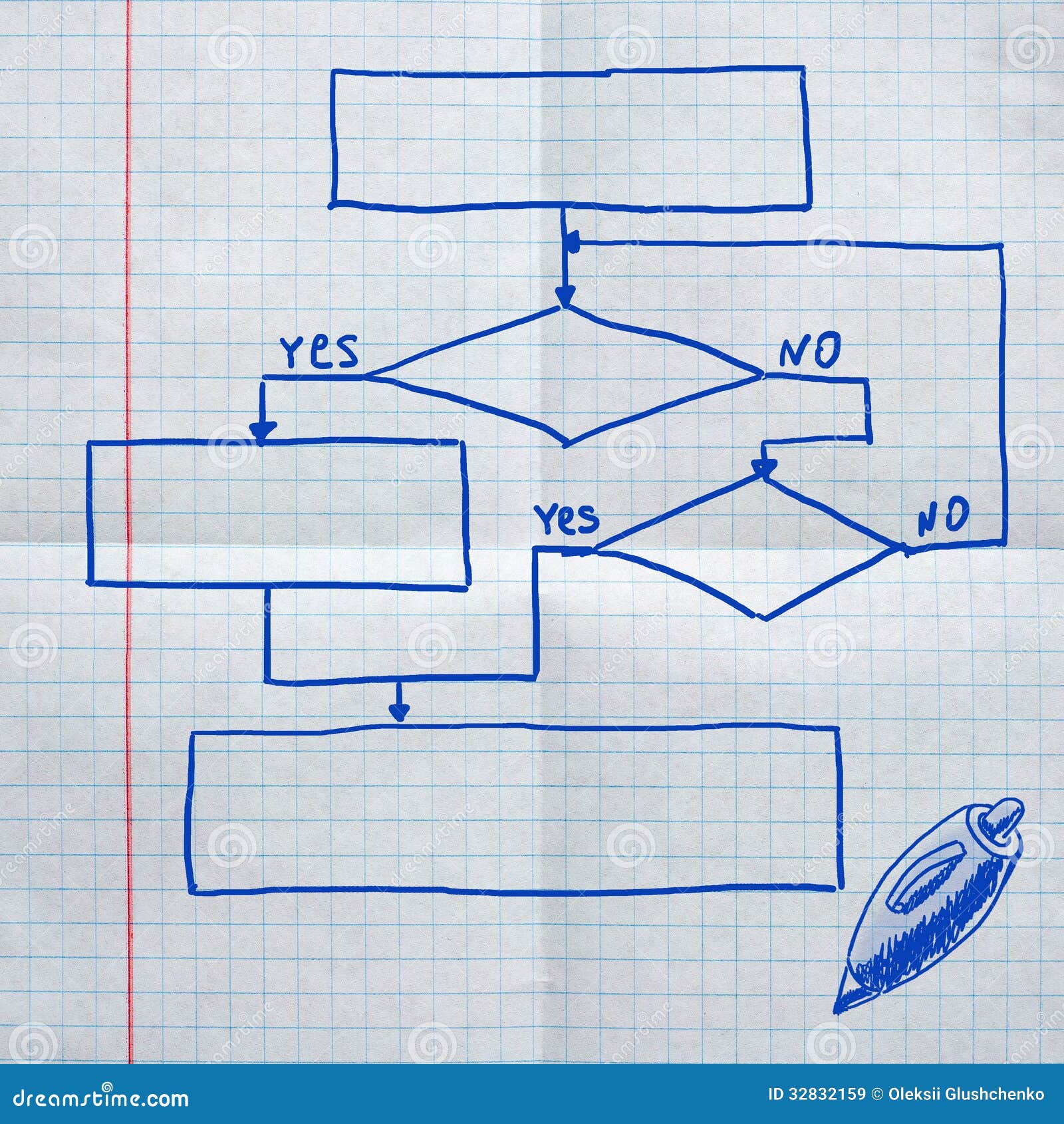 School Sketches on Checkered Paper Stock Illustration - Illustration of ...