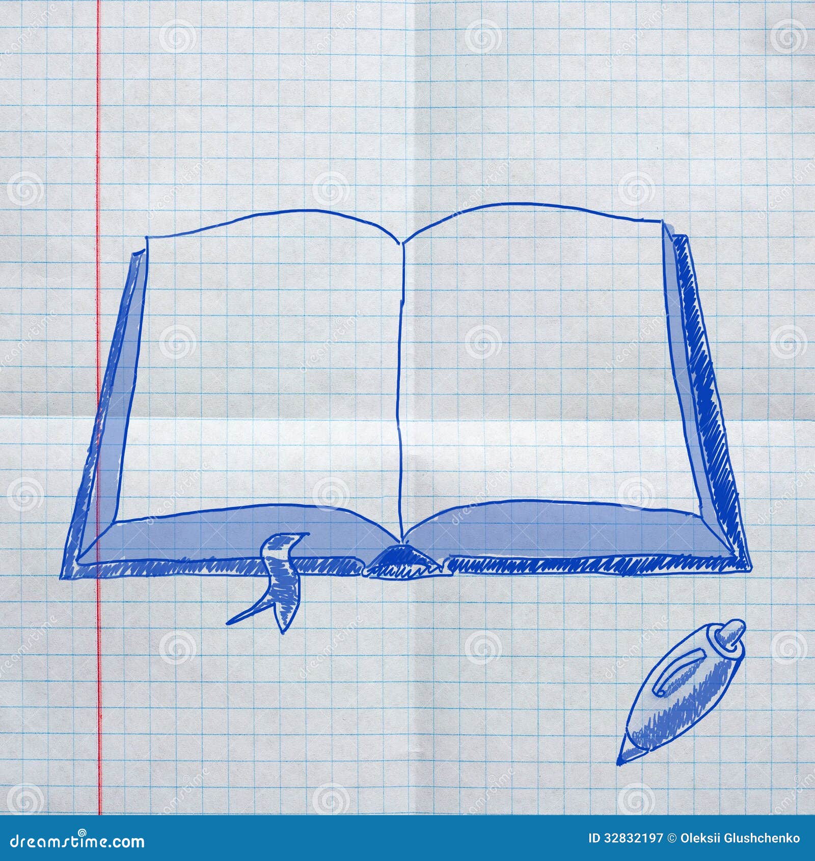 School Sketches on Checkered Paper Stock Illustration - Illustration of ...