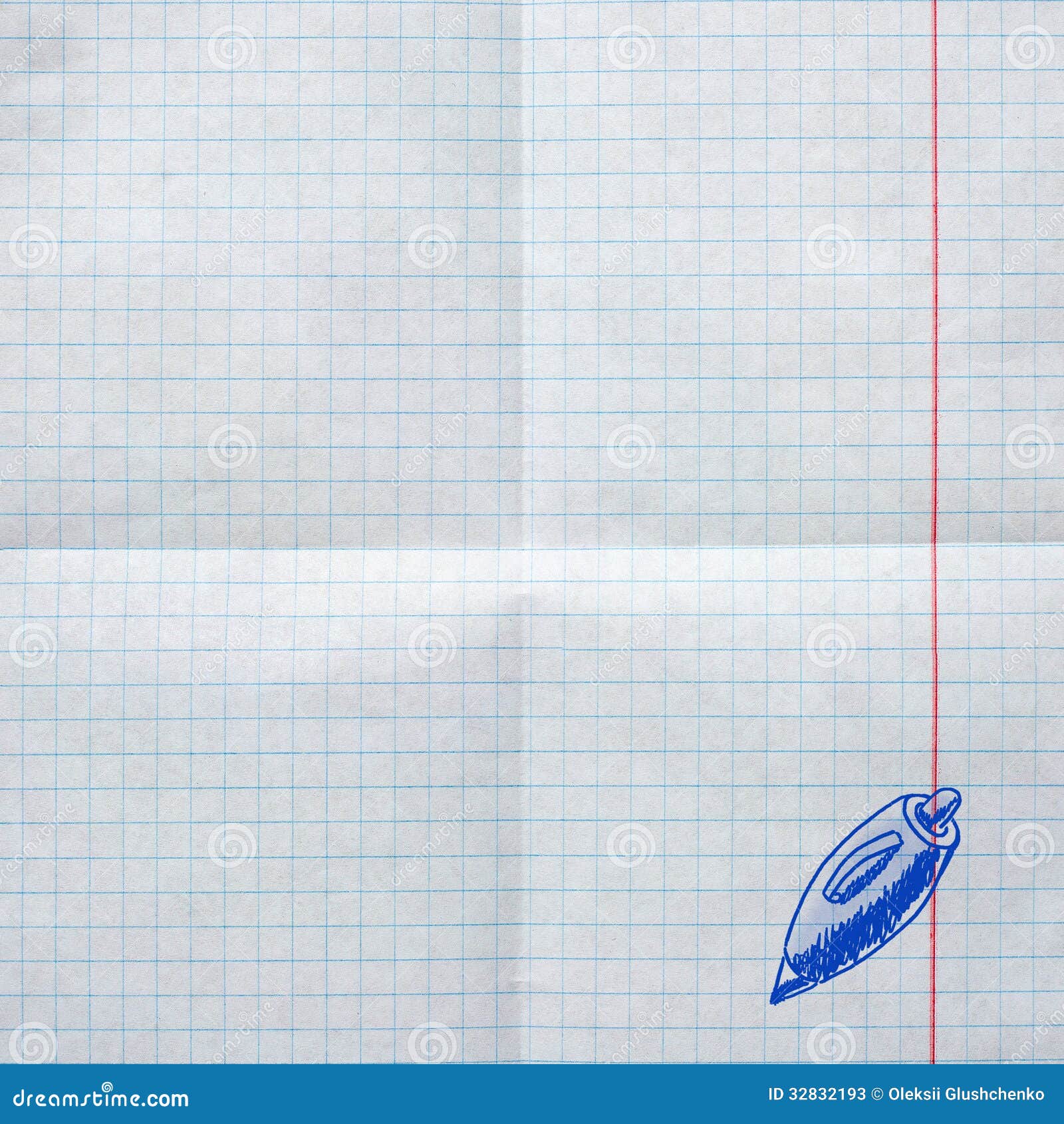 School Sketches on Checkered Paper Stock Illustration - Illustration of ...