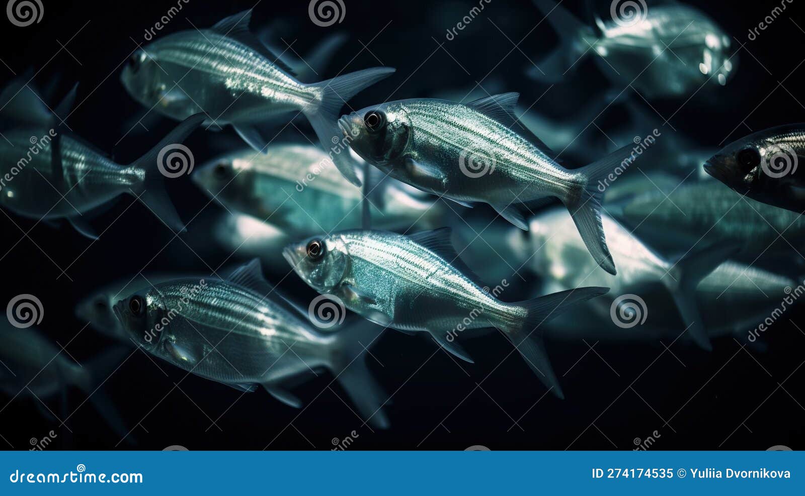School of Small Silver Fish Underwater. Marine Life Stock Illustration ...
