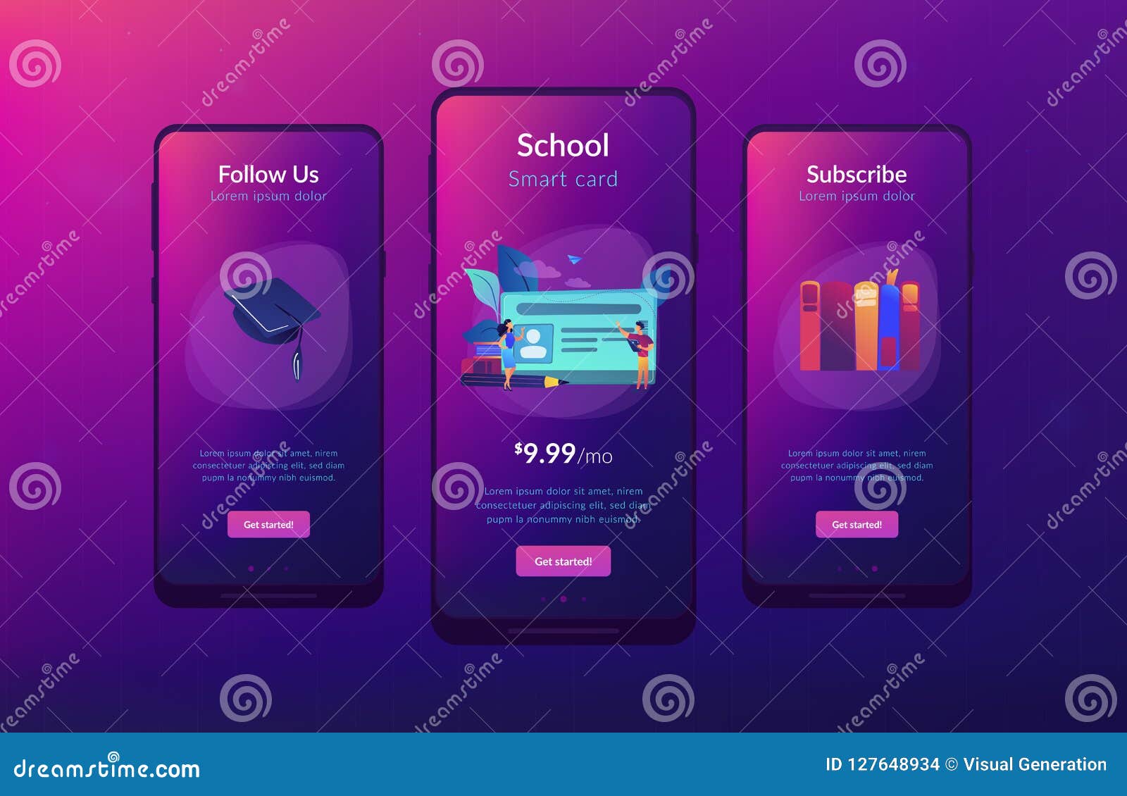 Smartcards for Schools App Interface Template. Stock Vector ...