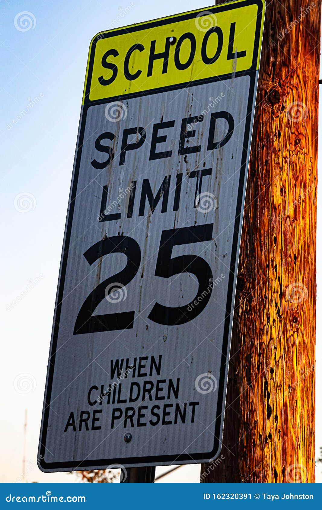 School Speed Limit Sign for Speed when Children are Present Stock Image ...