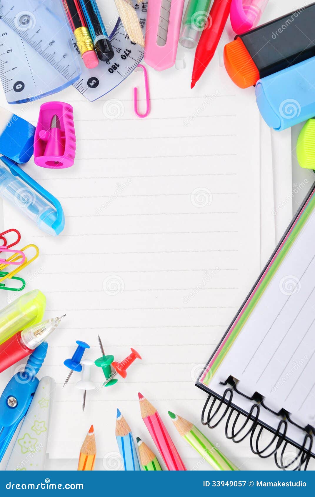 School stationery stock image. Image of back, brushes - 33949057