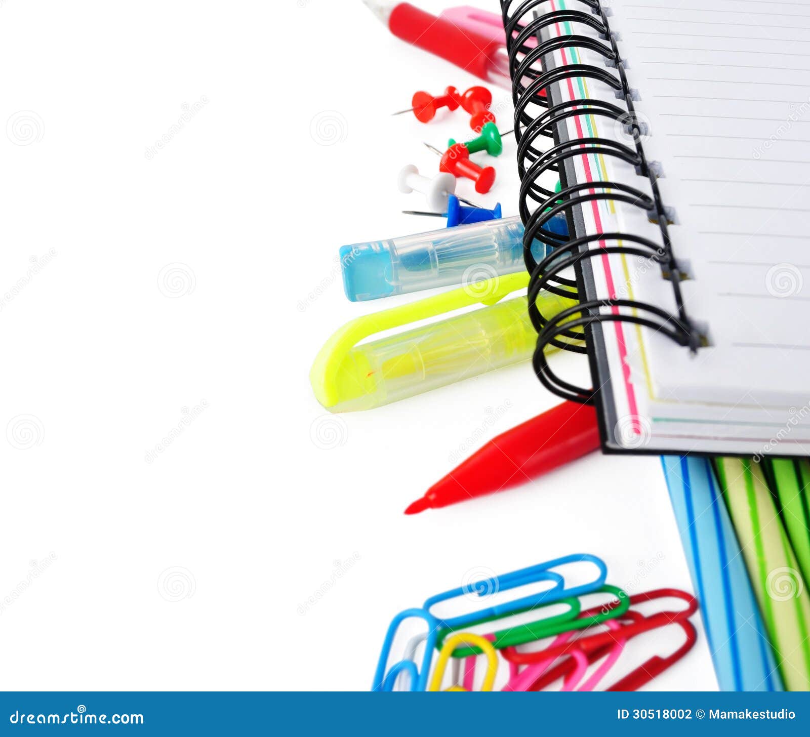 School Stationery Isolated Over White Stock Photo - Image of border ...