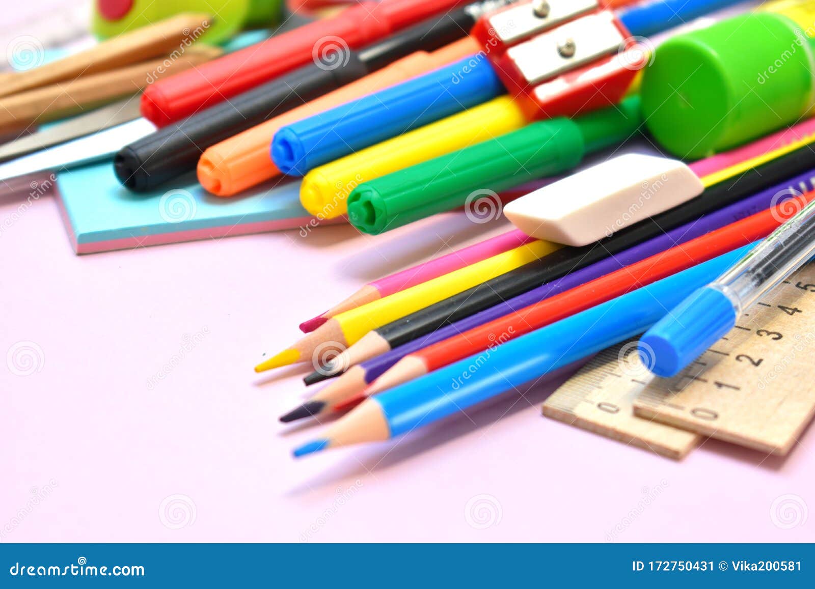 School Stationery Items on Table. Home Education. September 1. Stock ...