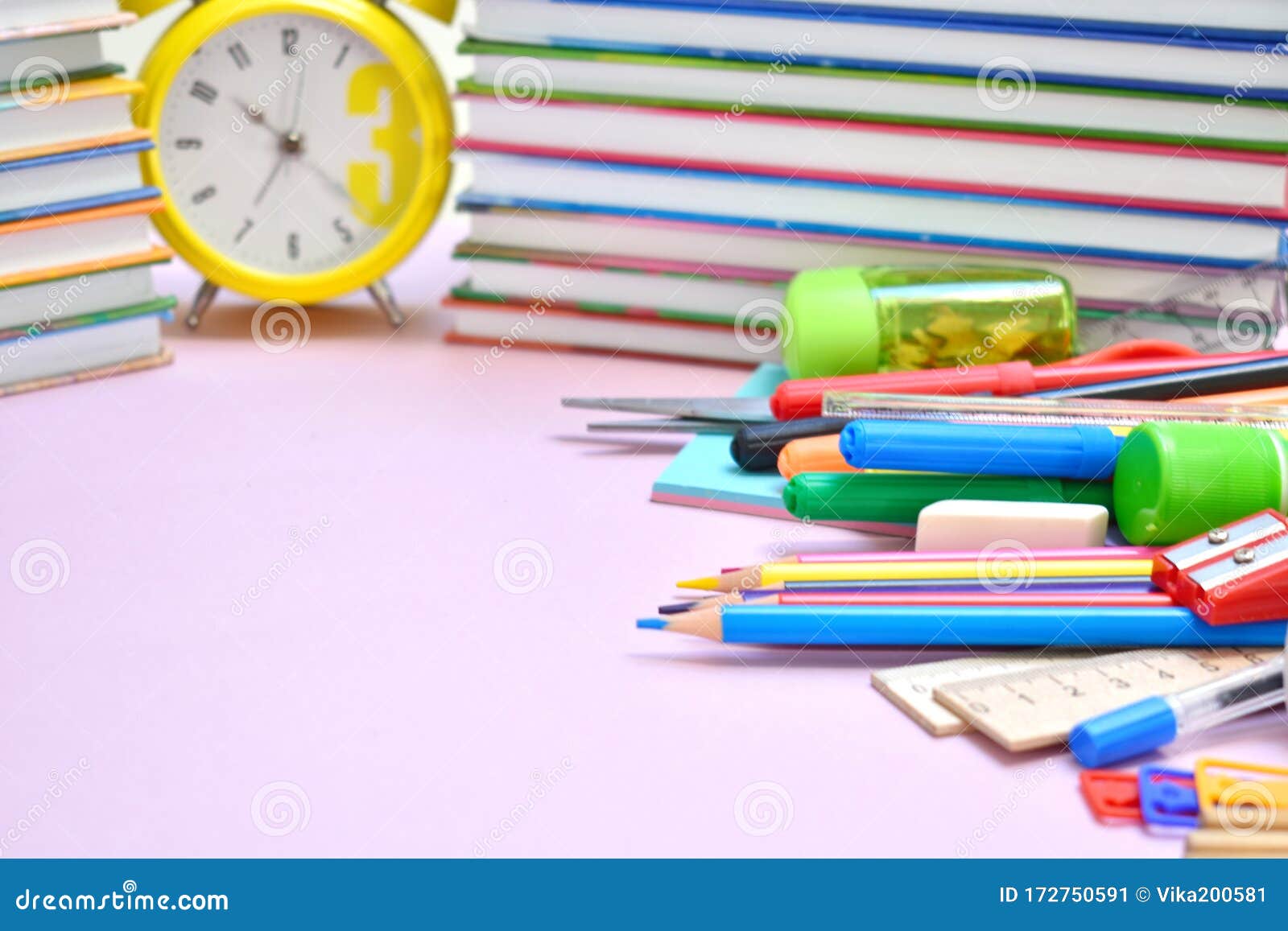 School Stationery Items on Table. Home Education. September 1. Stock ...