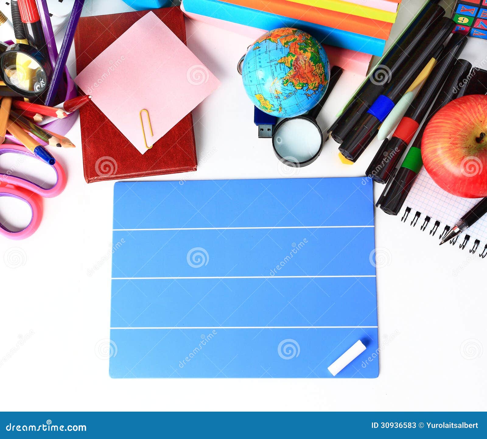 School stationery stock image. Image of education, border - 30936583
